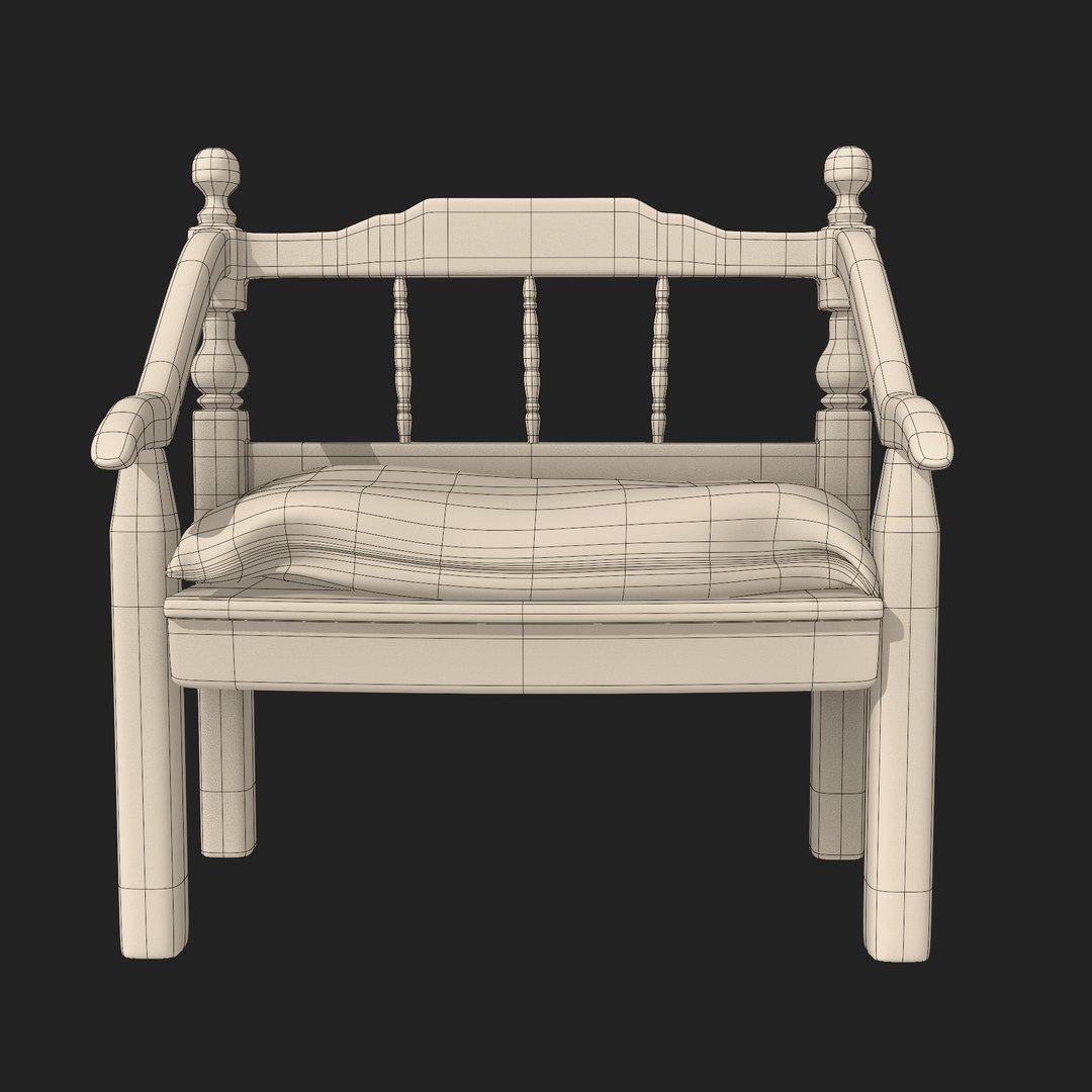 3D Rustic Wooden Chair With Cushion - 3D Model - TurboSquid 2278733