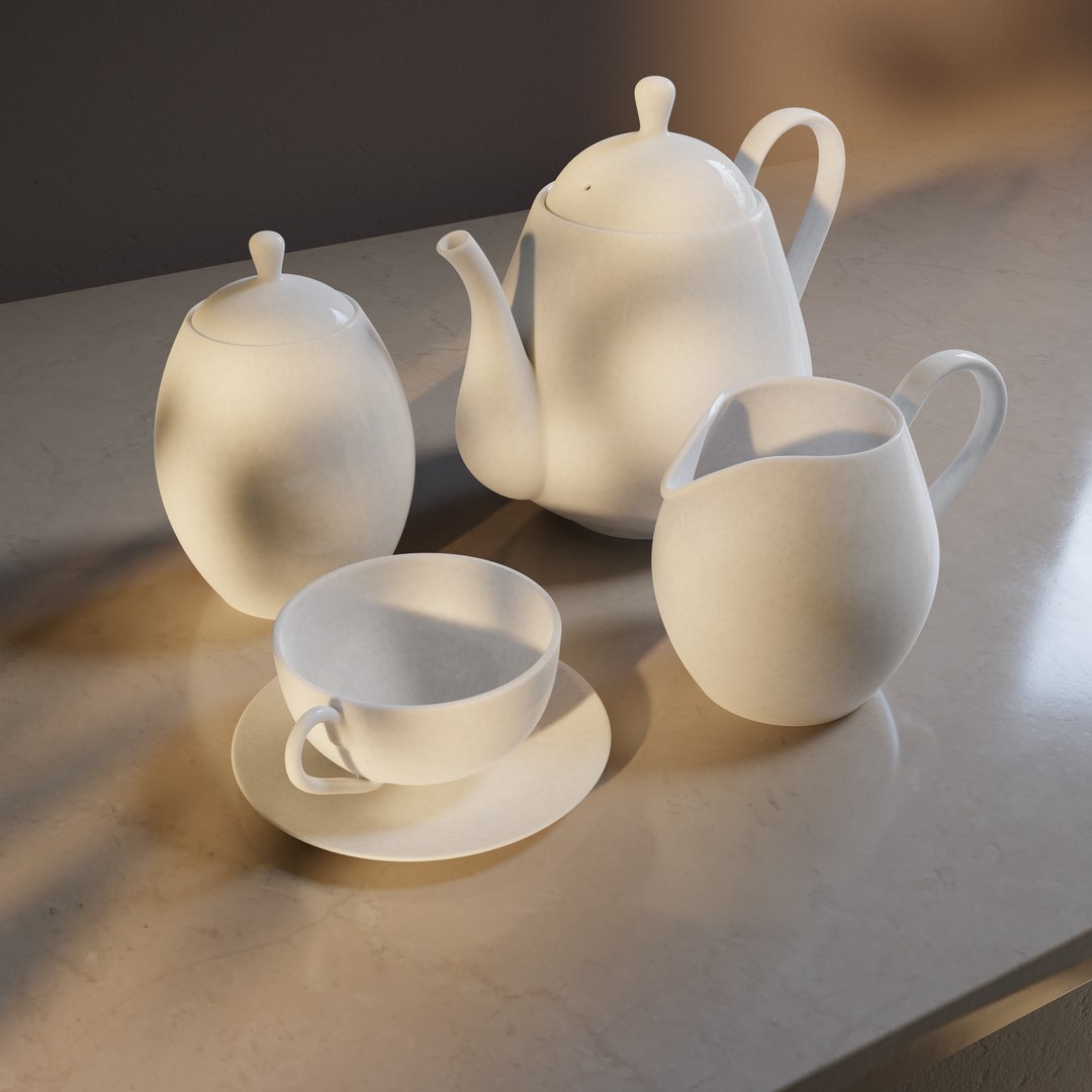 3D Tea Set White Porcelain - TurboSquid 2095830