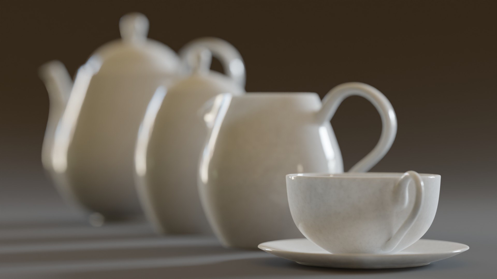 3D White Porcelain Tea Set - TurboSquid 2095830