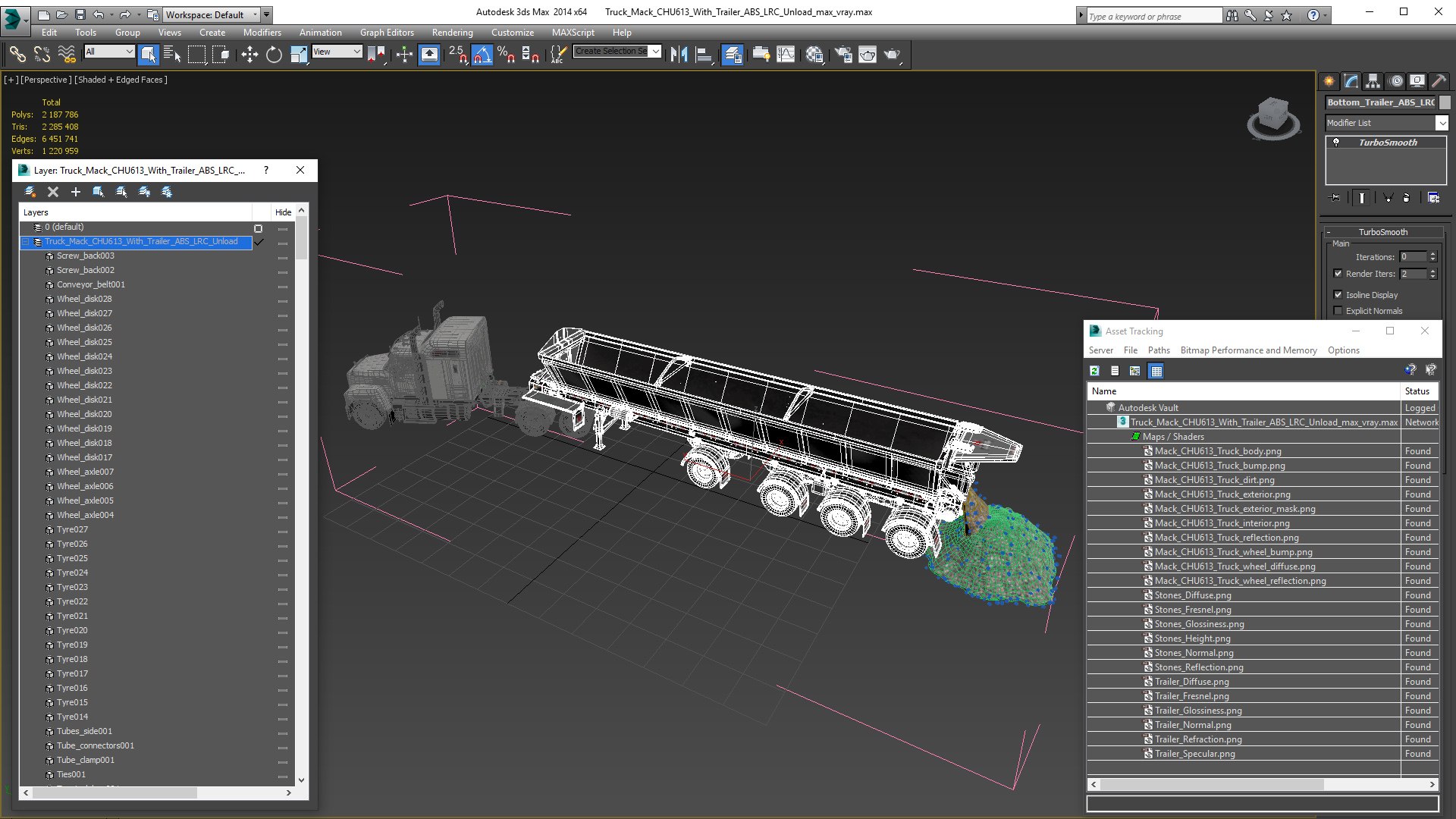 3D Truck Mack CHU613 With Trailer ABS LRC Unload model - TurboSquid 1885945