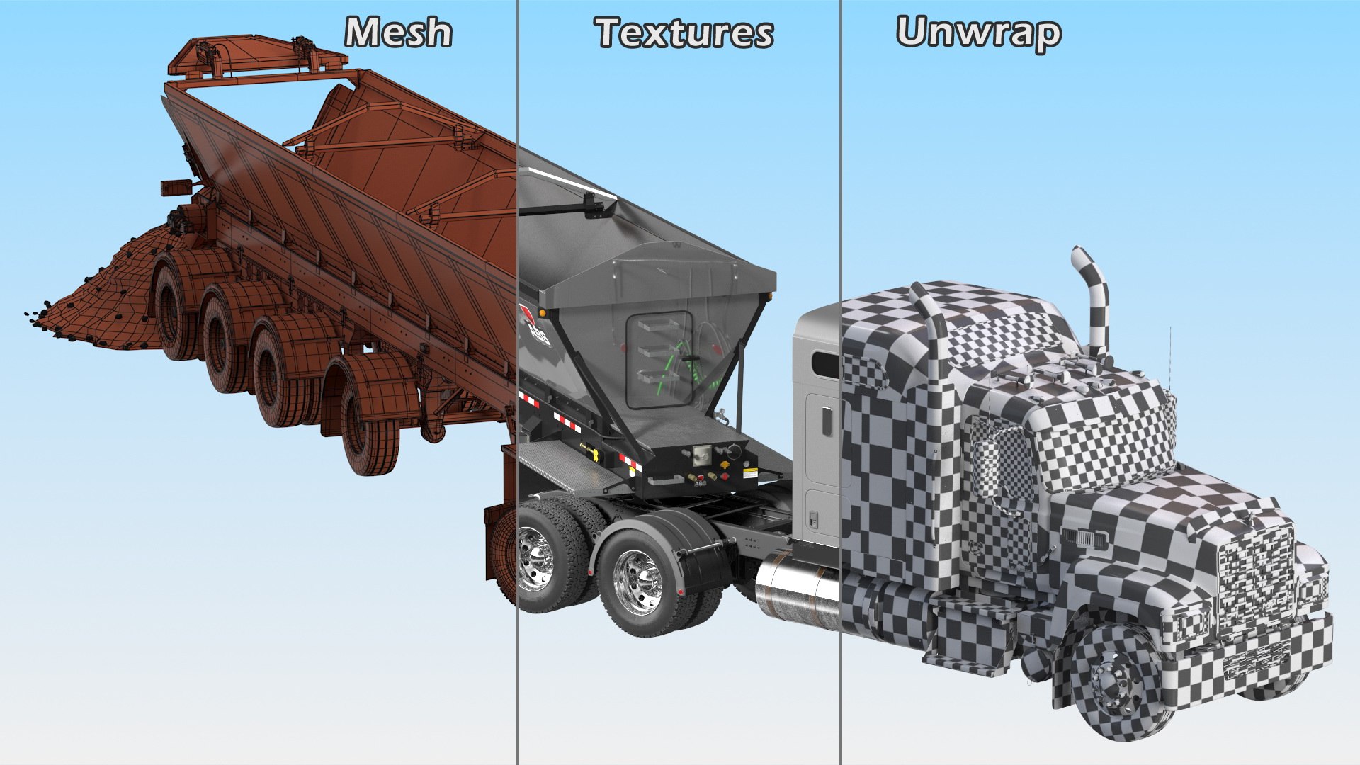 3D Truck Mack CHU613 With Trailer ABS LRC Unload model - TurboSquid 1885945