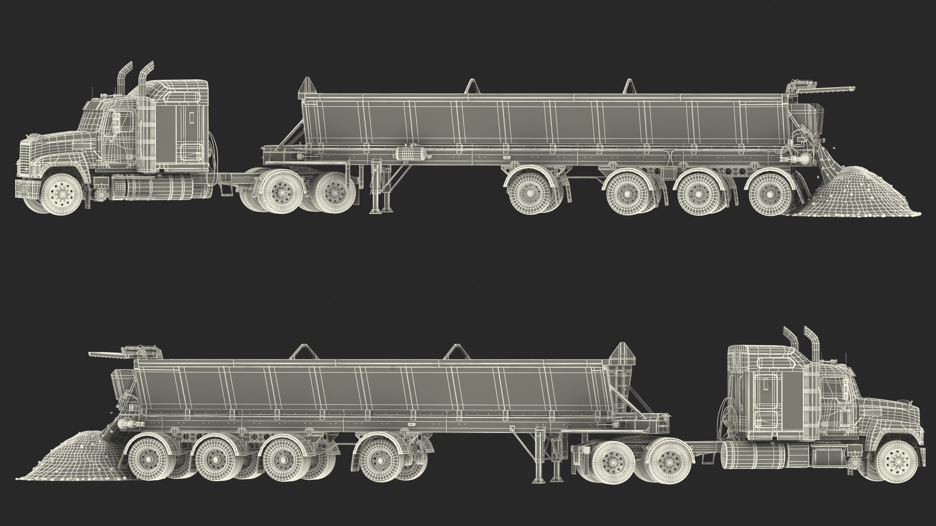 3D Truck Mack CHU613 With Trailer ABS LRC Unload model - TurboSquid 1885945