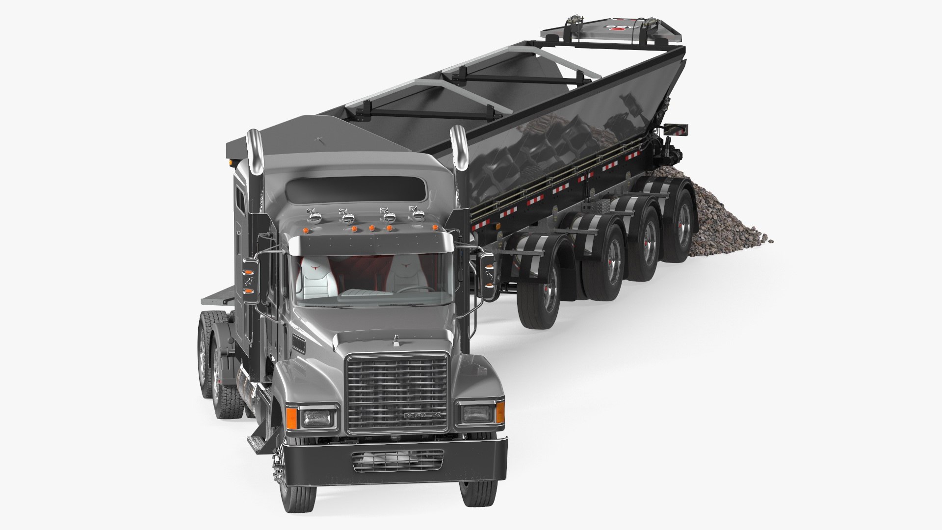 3D Truck Mack CHU613 With Trailer ABS LRC Unload model - TurboSquid 1885945