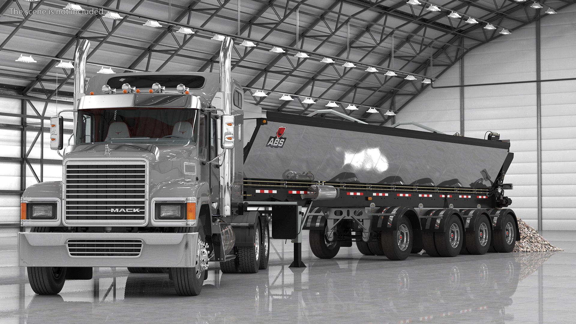 3D Truck Mack CHU613 With Trailer ABS LRC Unload model - TurboSquid 1885945