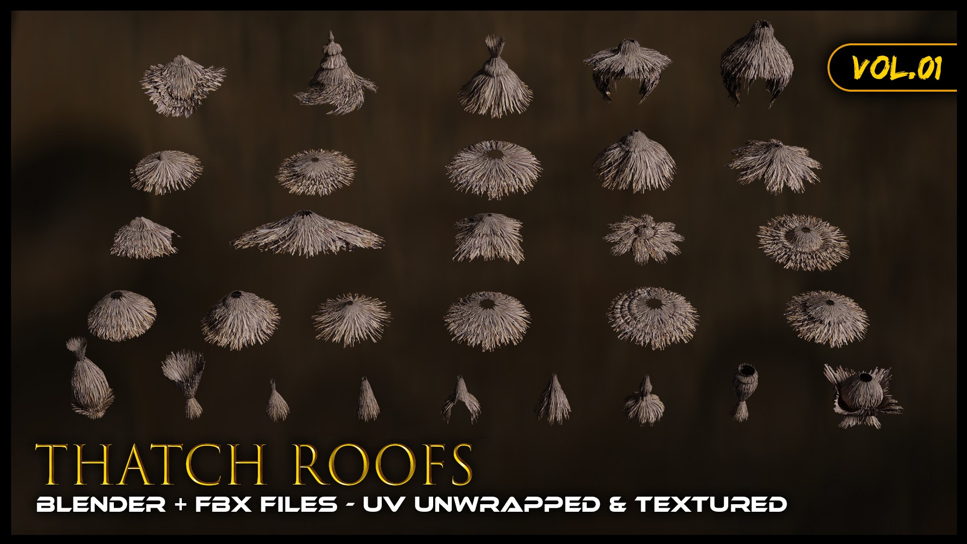 3D Model Tropical Thatch Roofs And Canopies - TurboSquid 2298126
