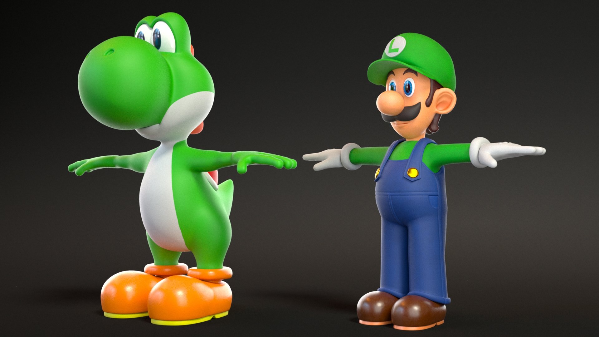 3D Yoshi And Luigi From Super Mario model - TurboSquid 1956786