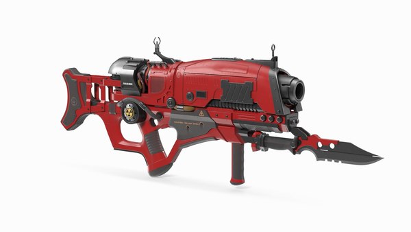 modelo 3d Rifle de ciencia ficción con bayoneta roja - TurboSquid 2210668