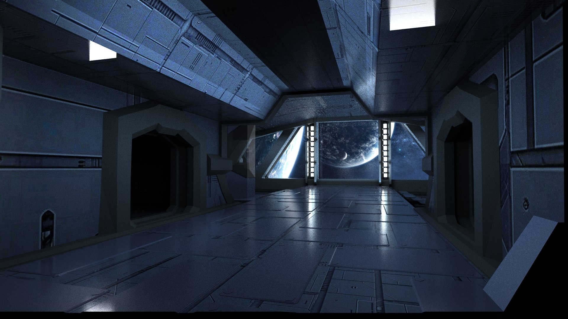 3D Scifi Sci Fi Blender Interior Corridor Hallway Futuristic ...