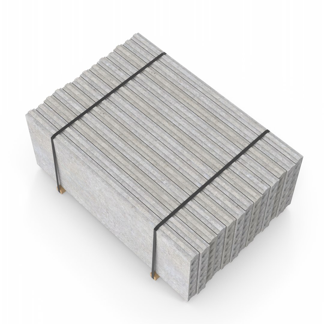 3D Stacked Concrete Slabs On Wood Planks - TurboSquid 2142052