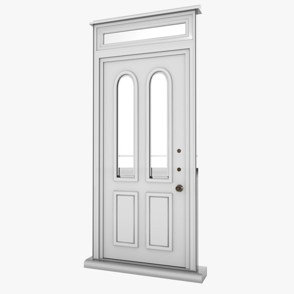 white door glass house obj