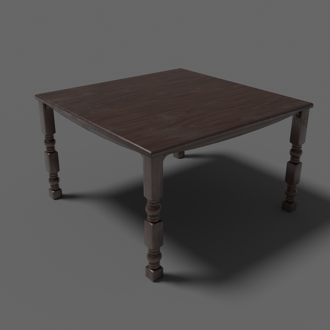 Simple Worn Dining Table Set 3D Model - TurboSquid 2233173