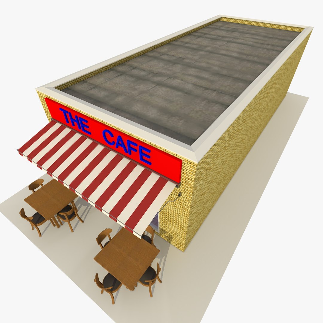 Cafe Restaurant Exterior Interior Building 3d Model