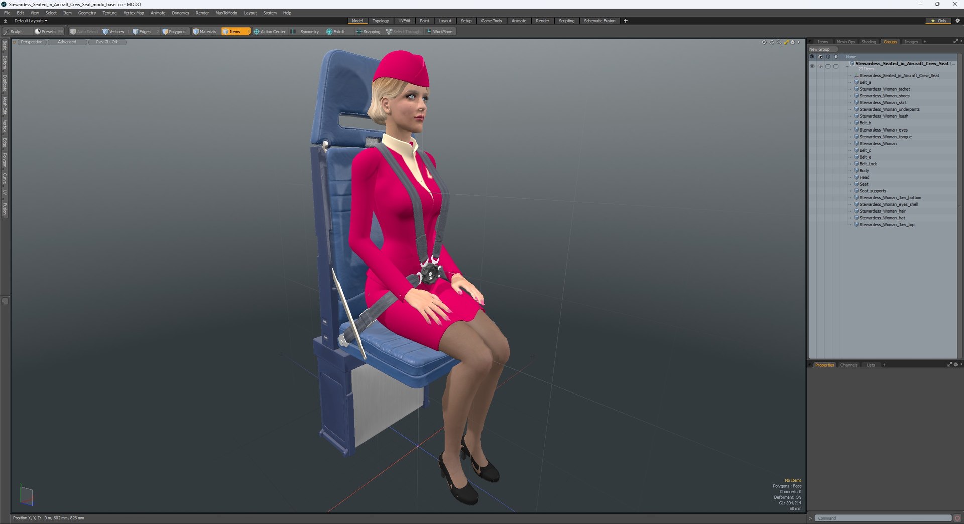 3D Stewardess Seated In Aircraft Crew Seat Model - TurboSquid 2323795