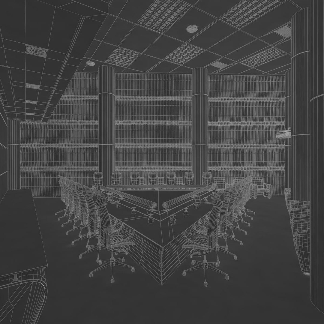 3d boardroom scene model