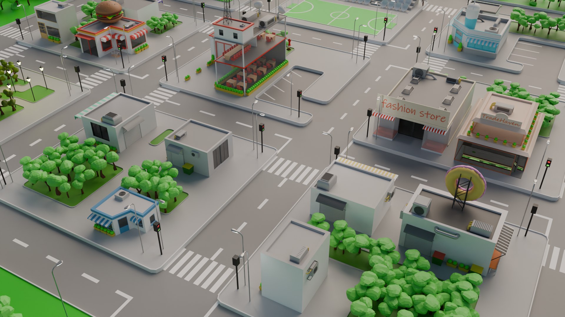 3D Low Poly City Stylized 3D City Environment Model - TurboSquid 2401403