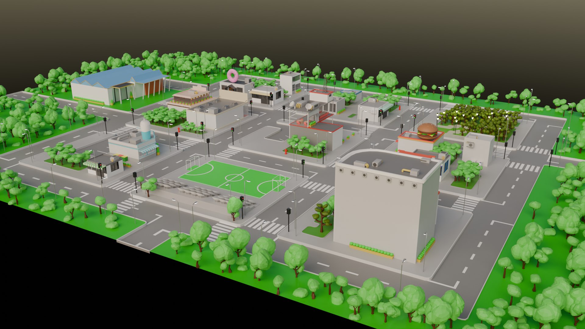 3D Low Poly City Stylized 3D City Environment Model - TurboSquid 2401403