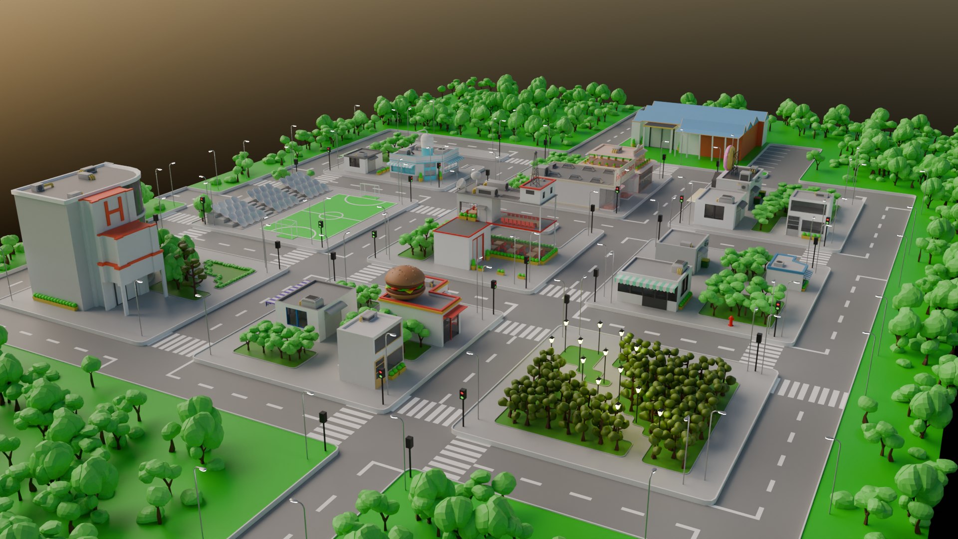 3D Low Poly City Stylized 3D City Environment Model - TurboSquid 2401403