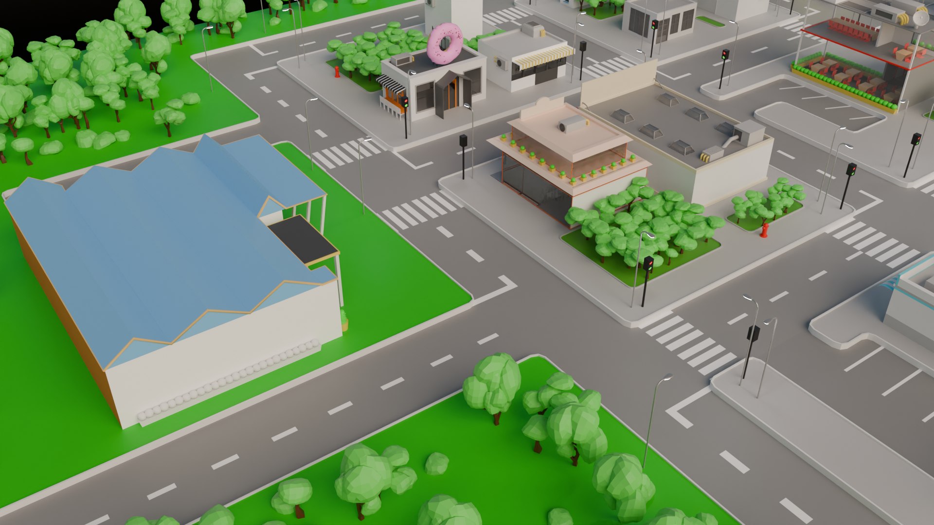 3D Low Poly City Stylized 3D City Environment Model - TurboSquid 2401403
