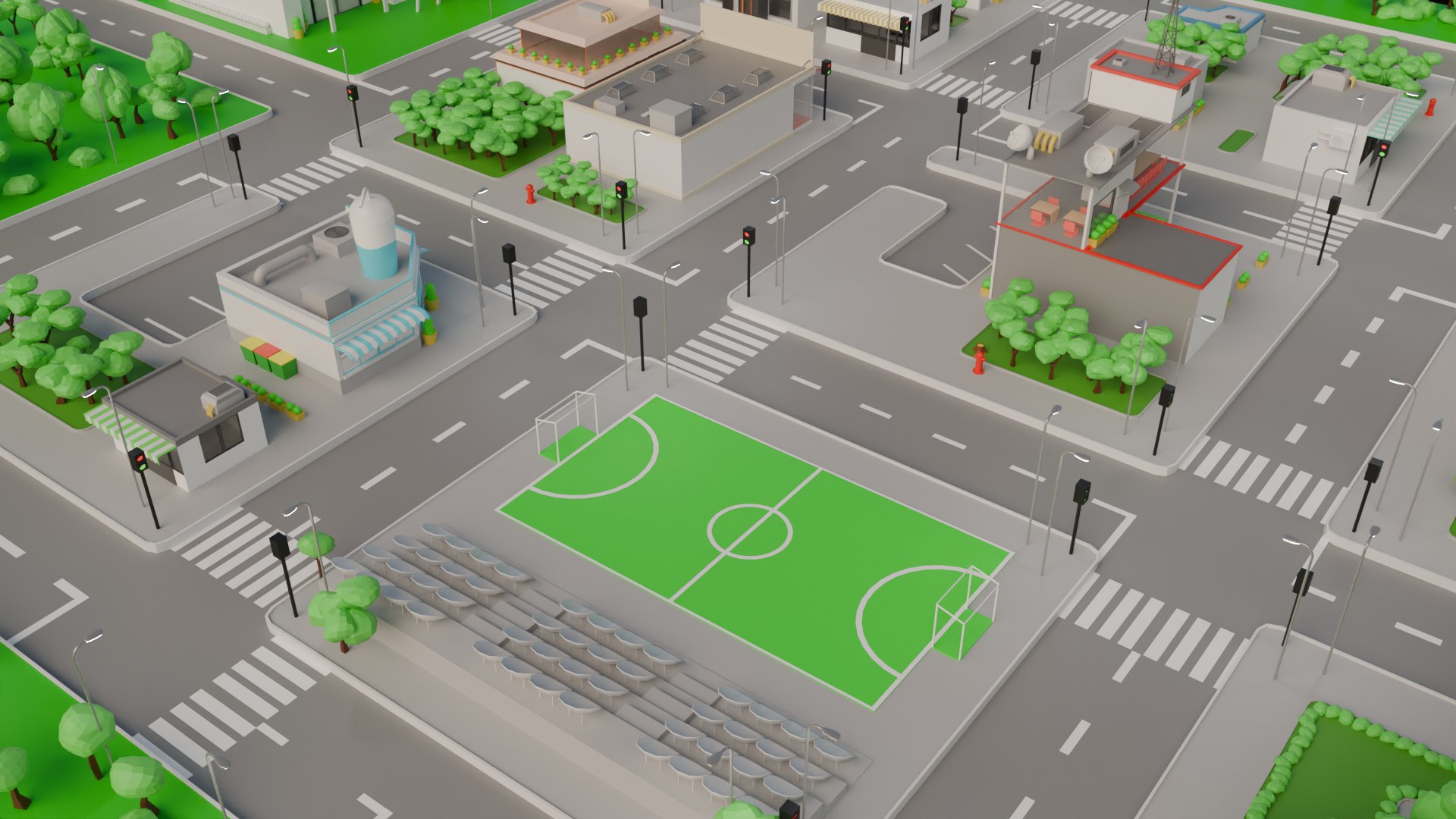 3D Low Poly City Stylized 3D City Environment Model - TurboSquid 2401403