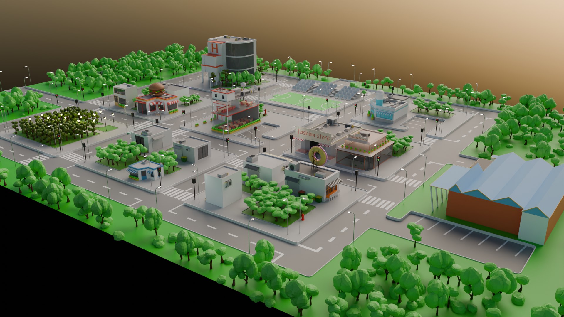 3D Low Poly City Stylized 3D City Environment Model - TurboSquid 2401403
