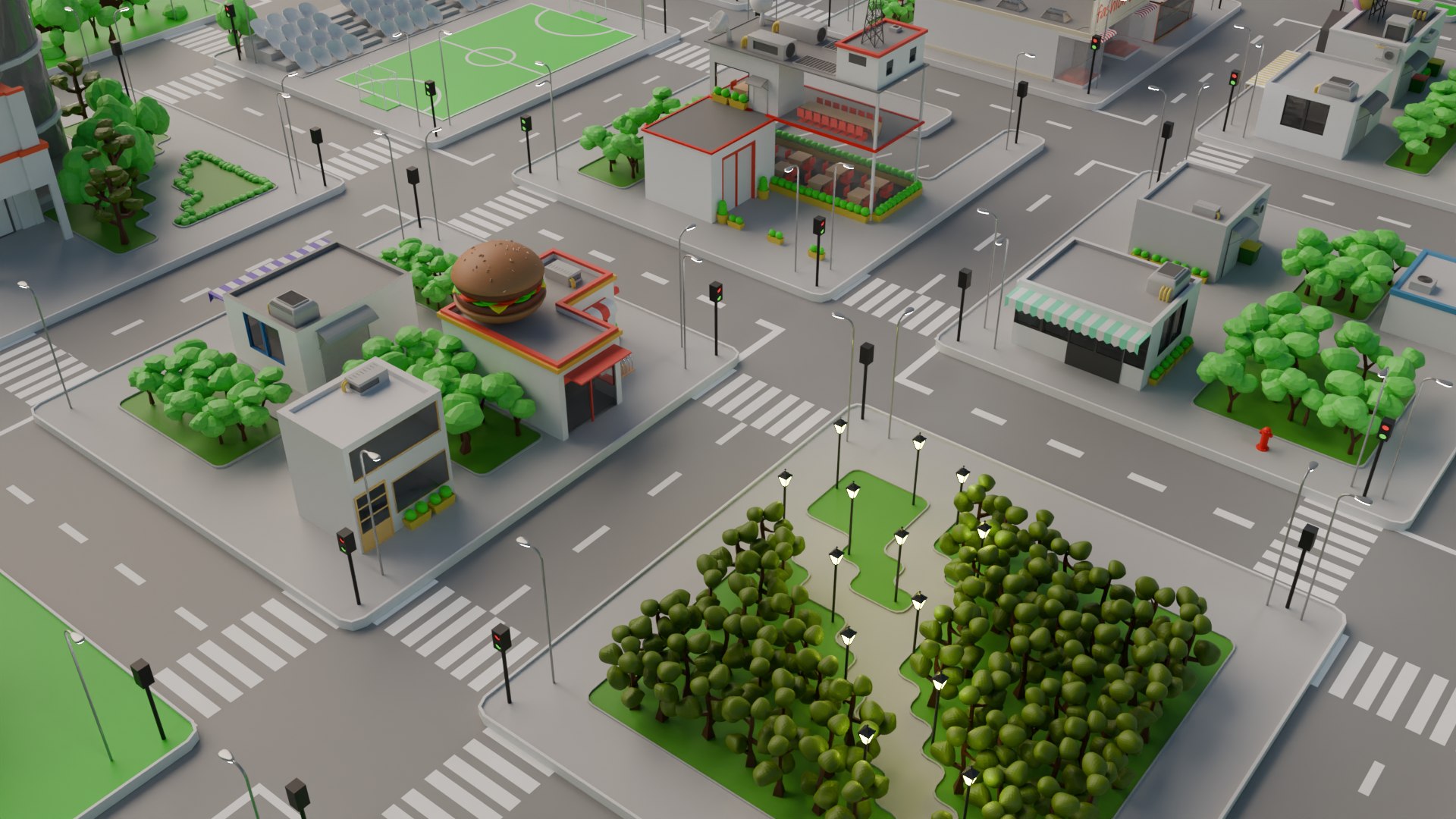 3D Low Poly City Stylized 3D City Environment Model - TurboSquid 2401403