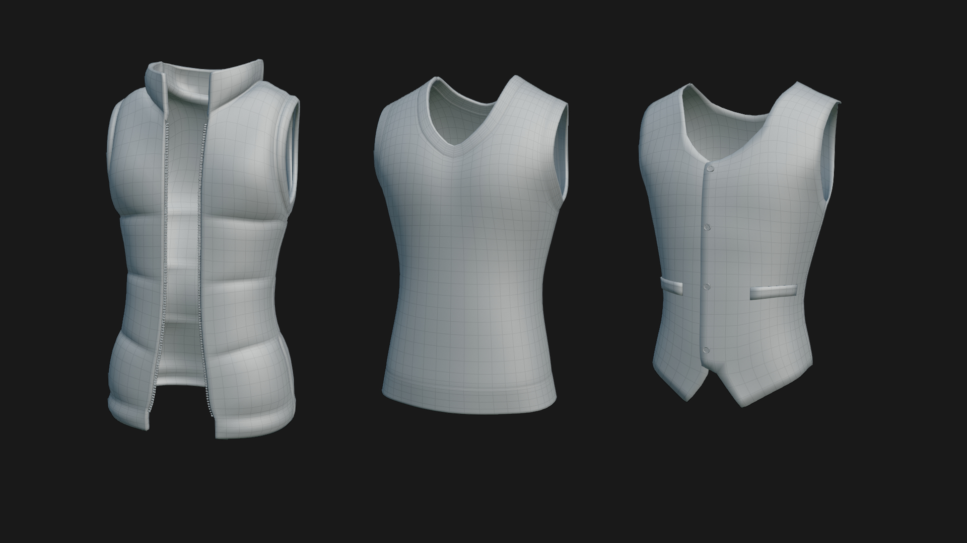 3D Vest Collection Cloth Simulation Ready Model - TurboSquid 1788304