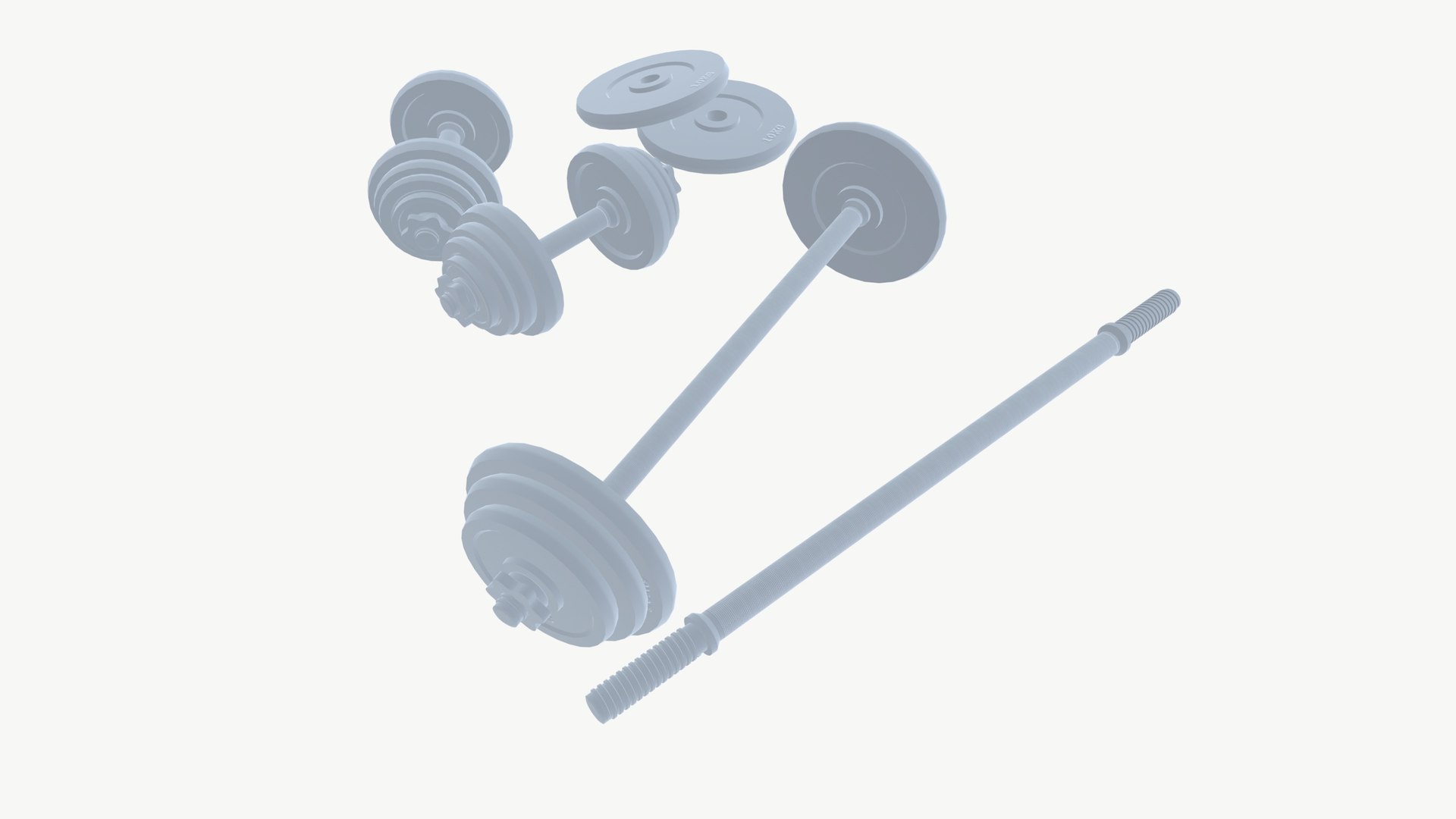 Dumbbell And Barbell 3D Model - TurboSquid 2339161
