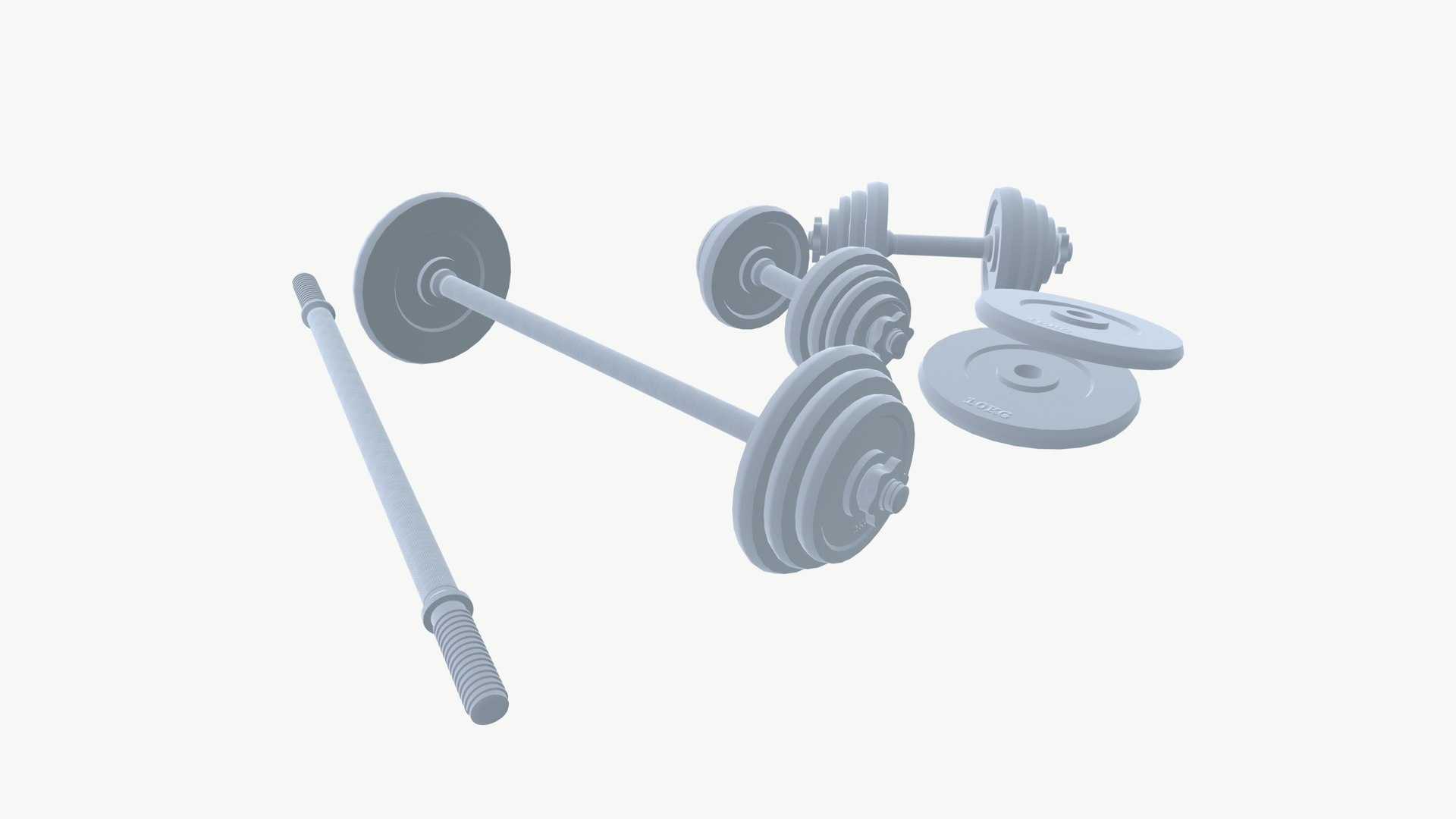 Dumbbell And Barbell 3D Model - TurboSquid 2339161