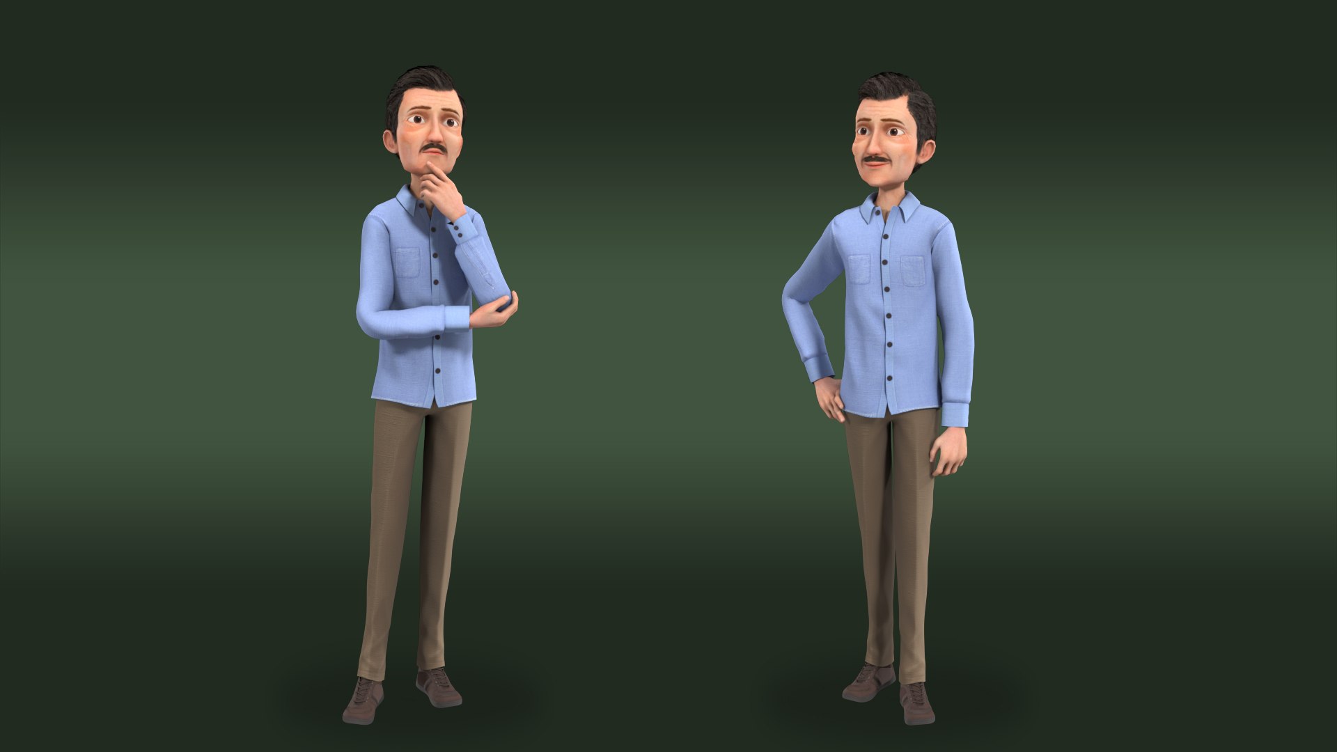 Cartoon Middle-aged Person Dad Father 3D Model - TurboSquid 2092871