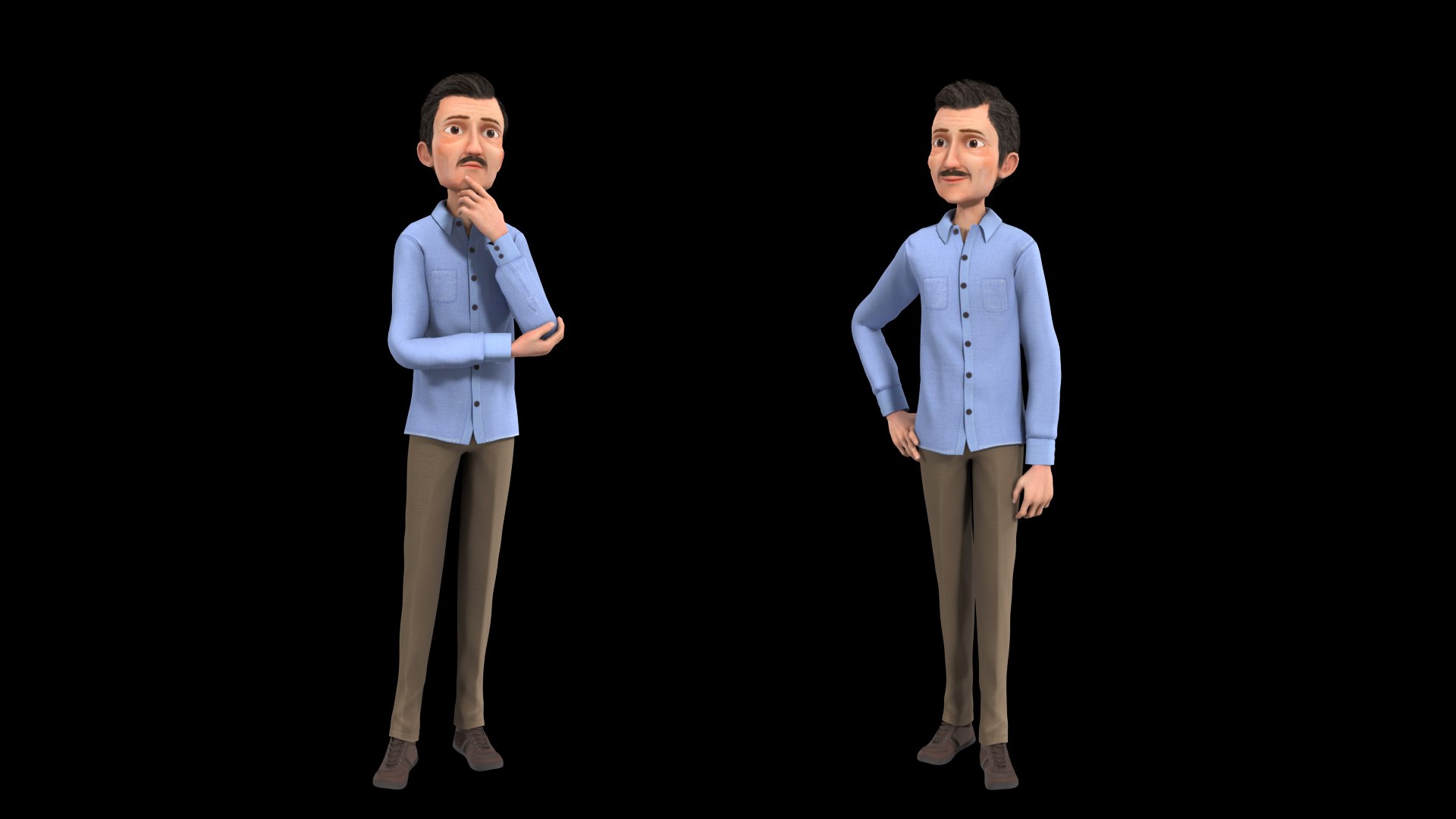 Cartoon Middle-aged Person Dad Father 3D Model - TurboSquid 2092871