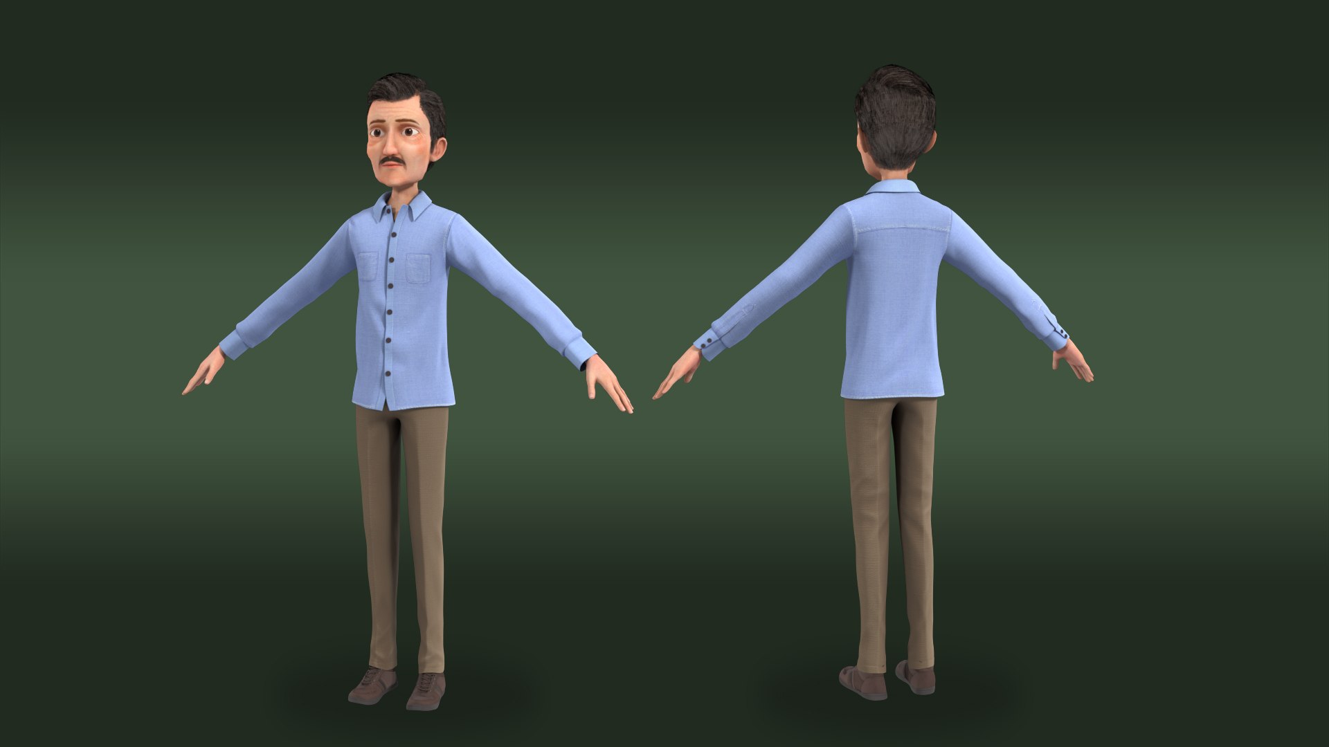 Cartoon Middle-aged Person Dad Father 3D Model - TurboSquid 2092871