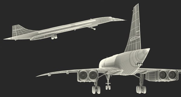 3d model of concorde supersonic passenger jet