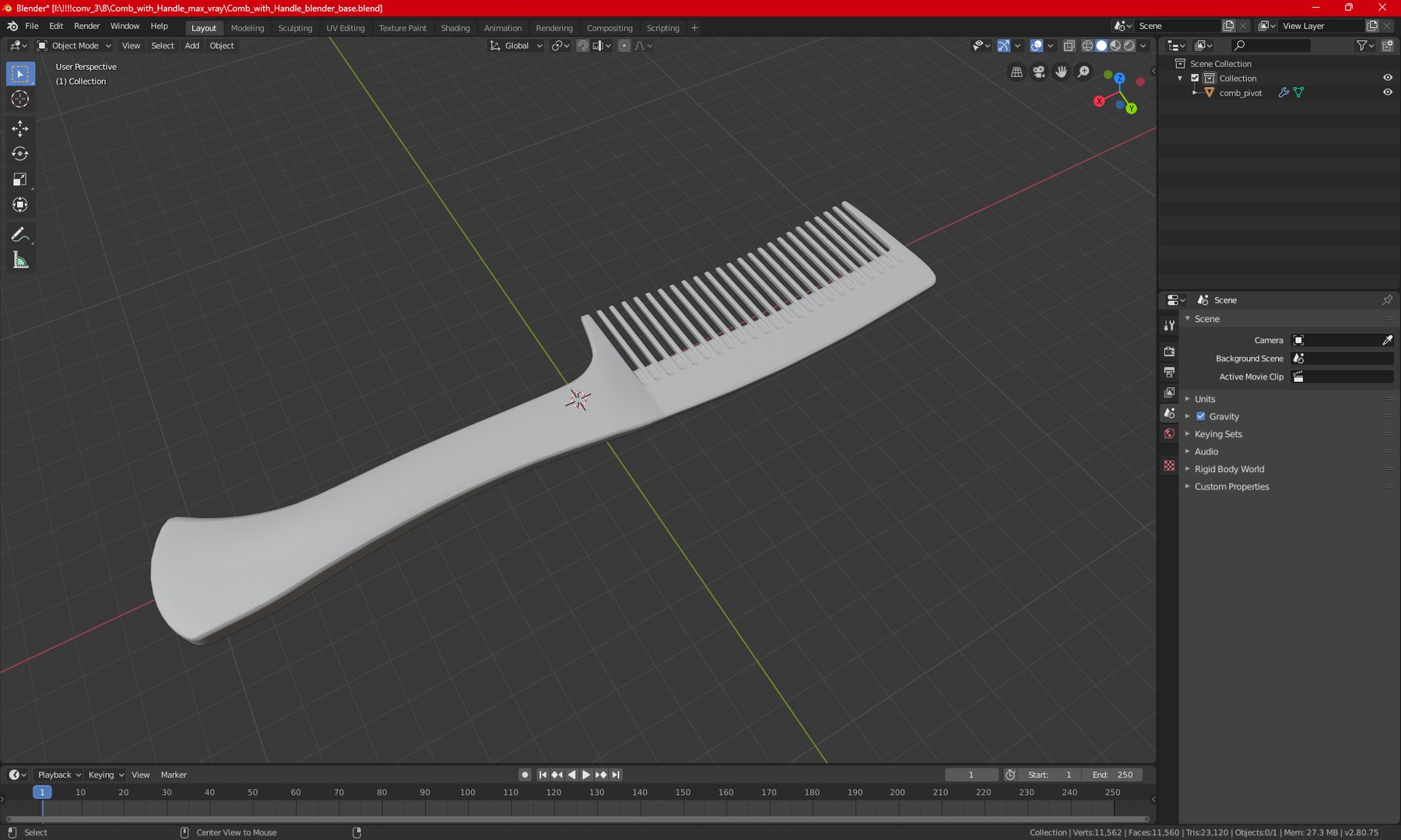 Comb With Handle 3D Model - TurboSquid 2079670