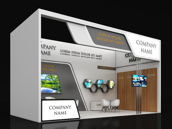 3D модель Booth Exhibition Stand Stall 4X8m Height 450 cm 1 Side Open ...