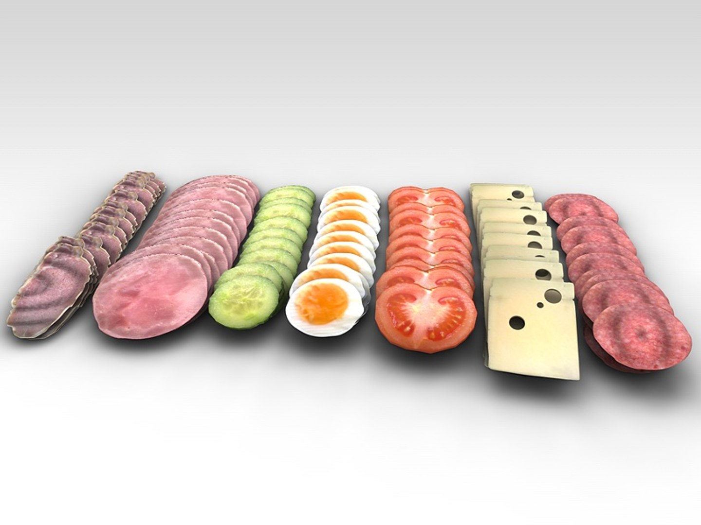 3ds Max Food Ham Cheese Appetizer