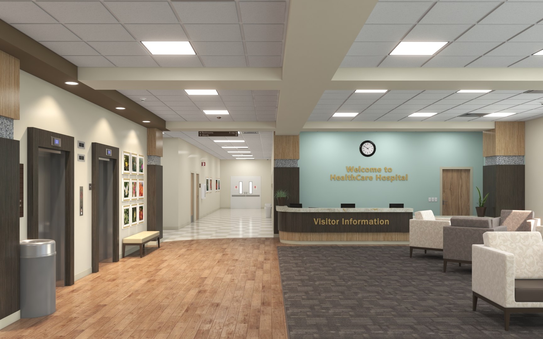 3D Hospital Lobby model - TurboSquid 2139942