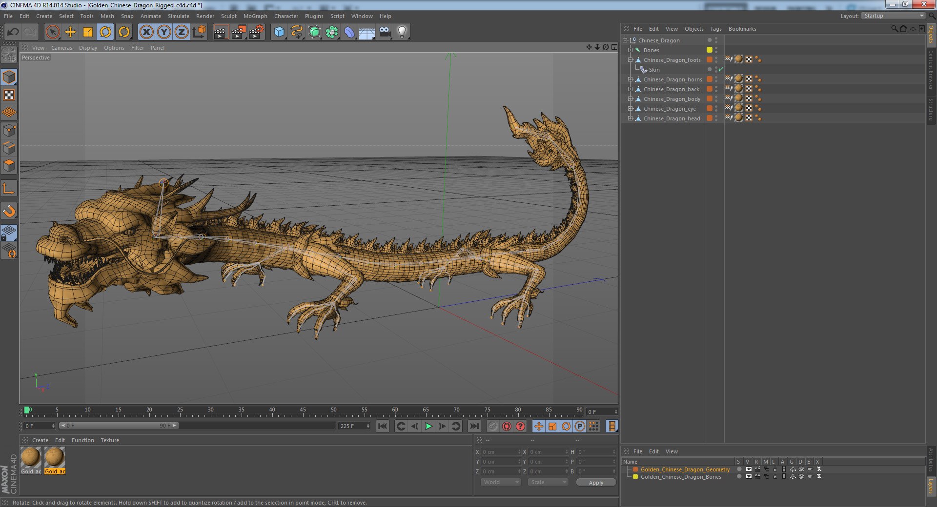 Golden chinese dragon rigged 3D model - TurboSquid 1403088