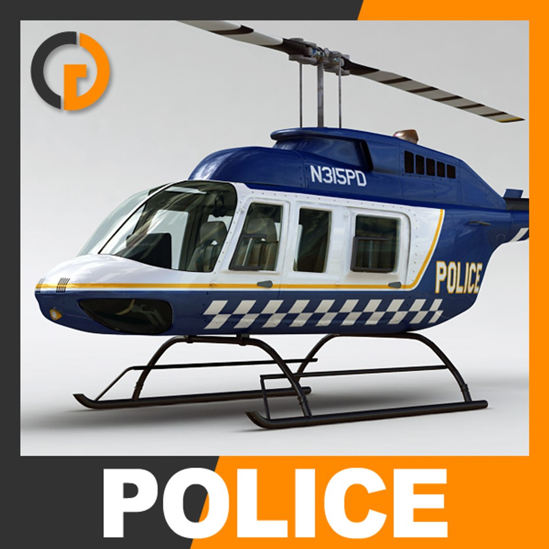 police bell 206l helicopter interior 3d model