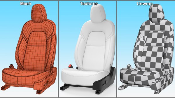 modelo 3d Asiento del conductor Tesla Model 3 de cuero blanco ...