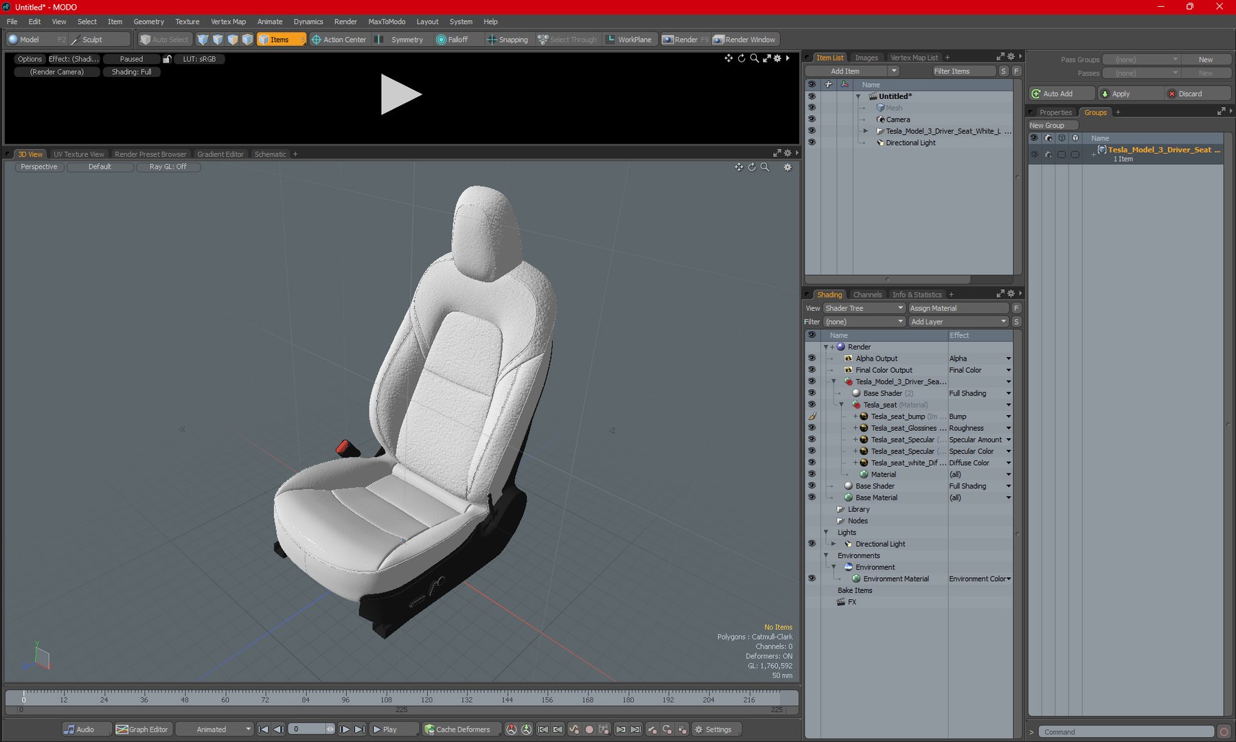 3D Tesla Model 3 Driver Seat White Leather - TurboSquid 2174299