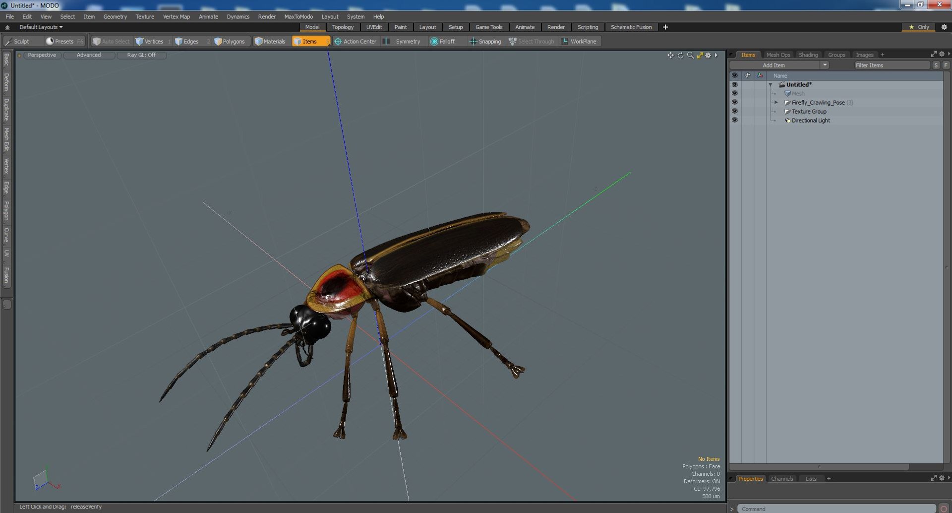 3D Model Firefly Crawling Pose - TurboSquid 2171939