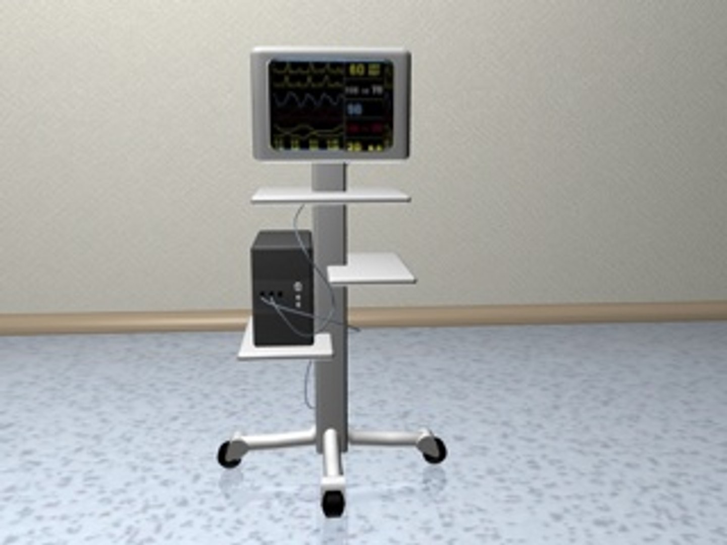 Patient Medical Monitor Screen 3d Model