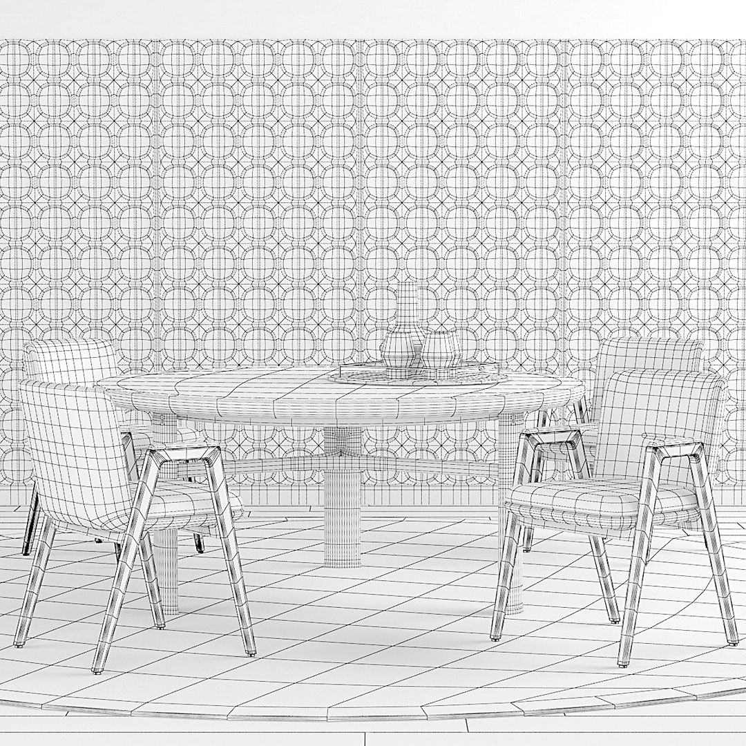 3D Model Minotti Lance Chair Set - TurboSquid 1281430