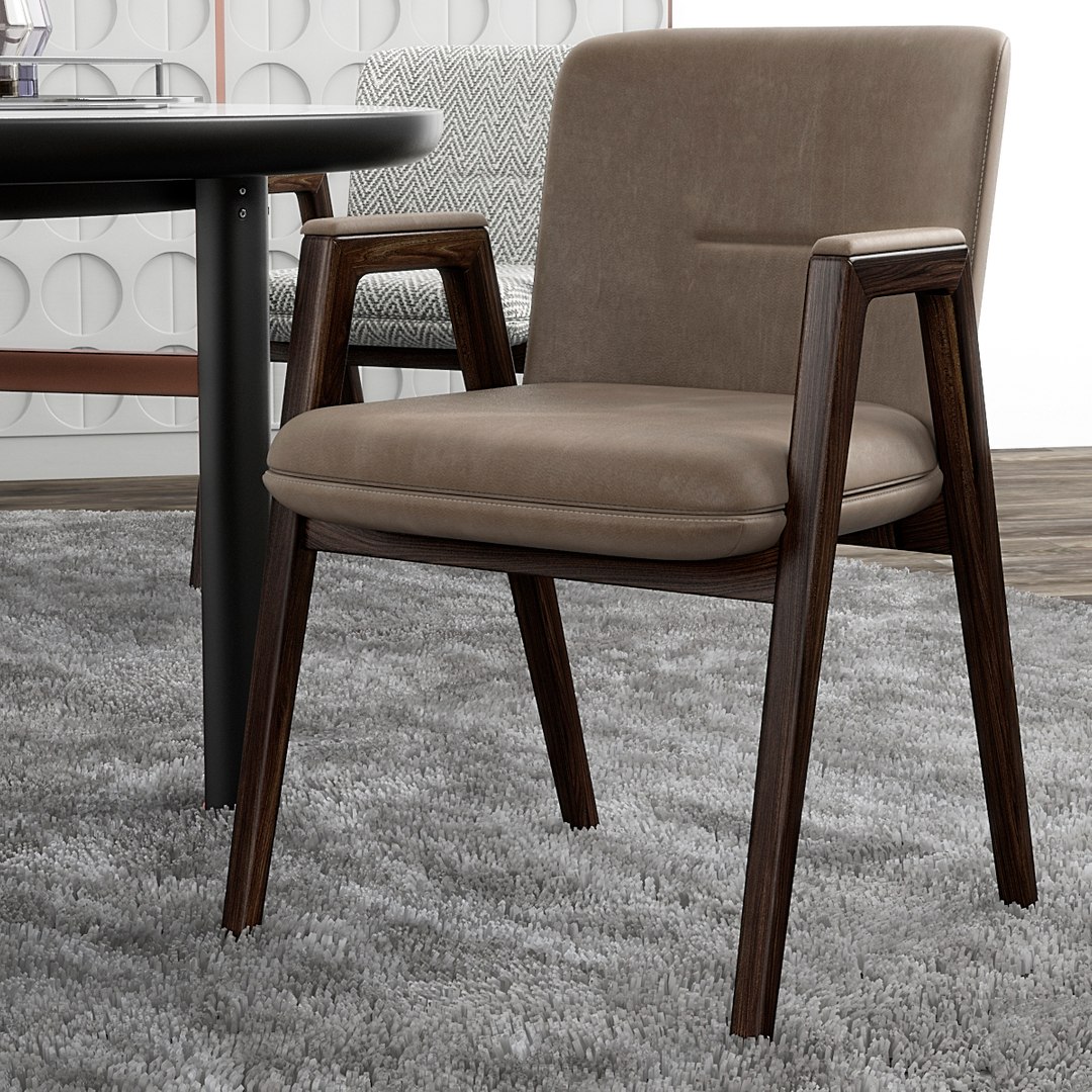 3D Model Minotti Lance Chair Set - TurboSquid 1281430