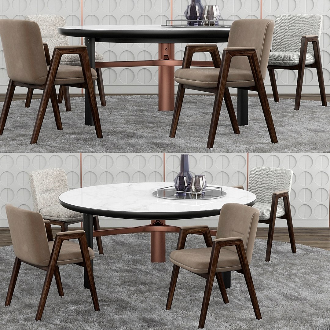 3D Model Minotti Lance Chair Set - TurboSquid 1281430