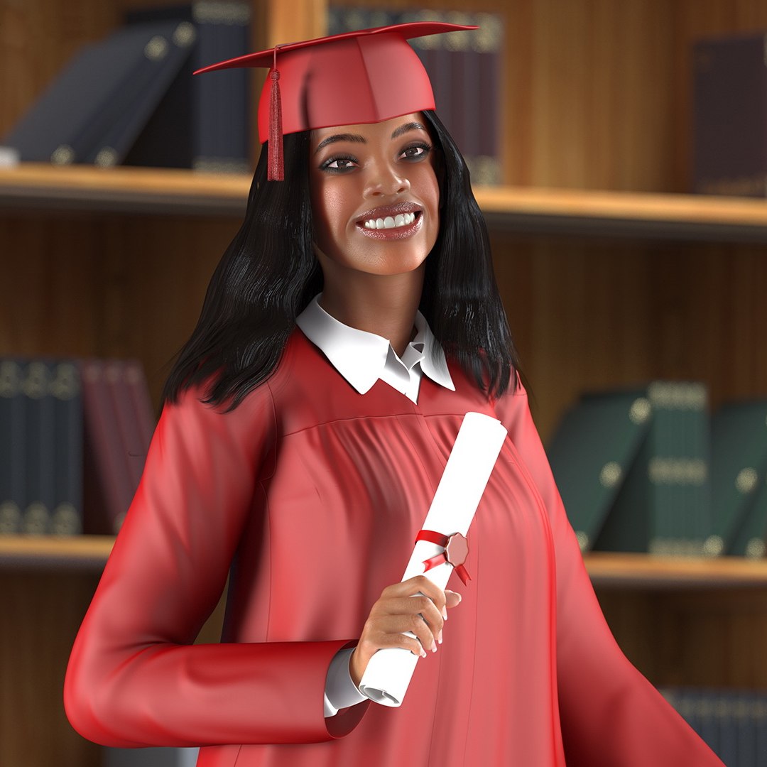 Light skin graduation gown 3D model - TurboSquid 1664258