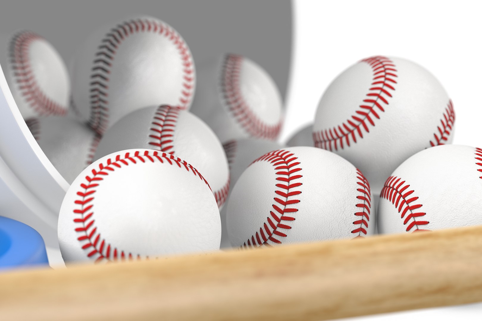 3D Baseball Set - BatOpened Bucket With Balls - TurboSquid 2158463