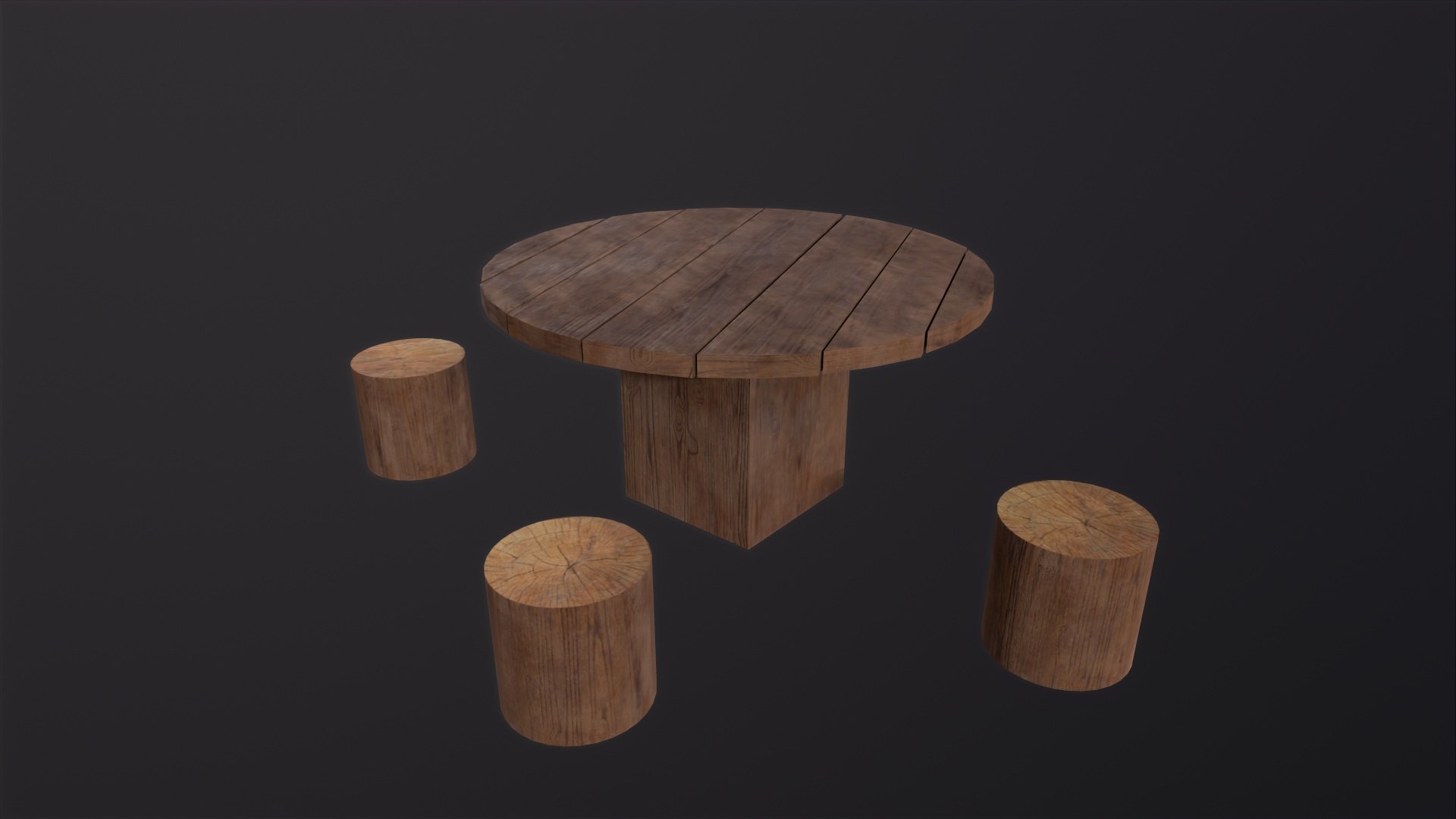 3D Round Table With Seats Model - TurboSquid 2134243