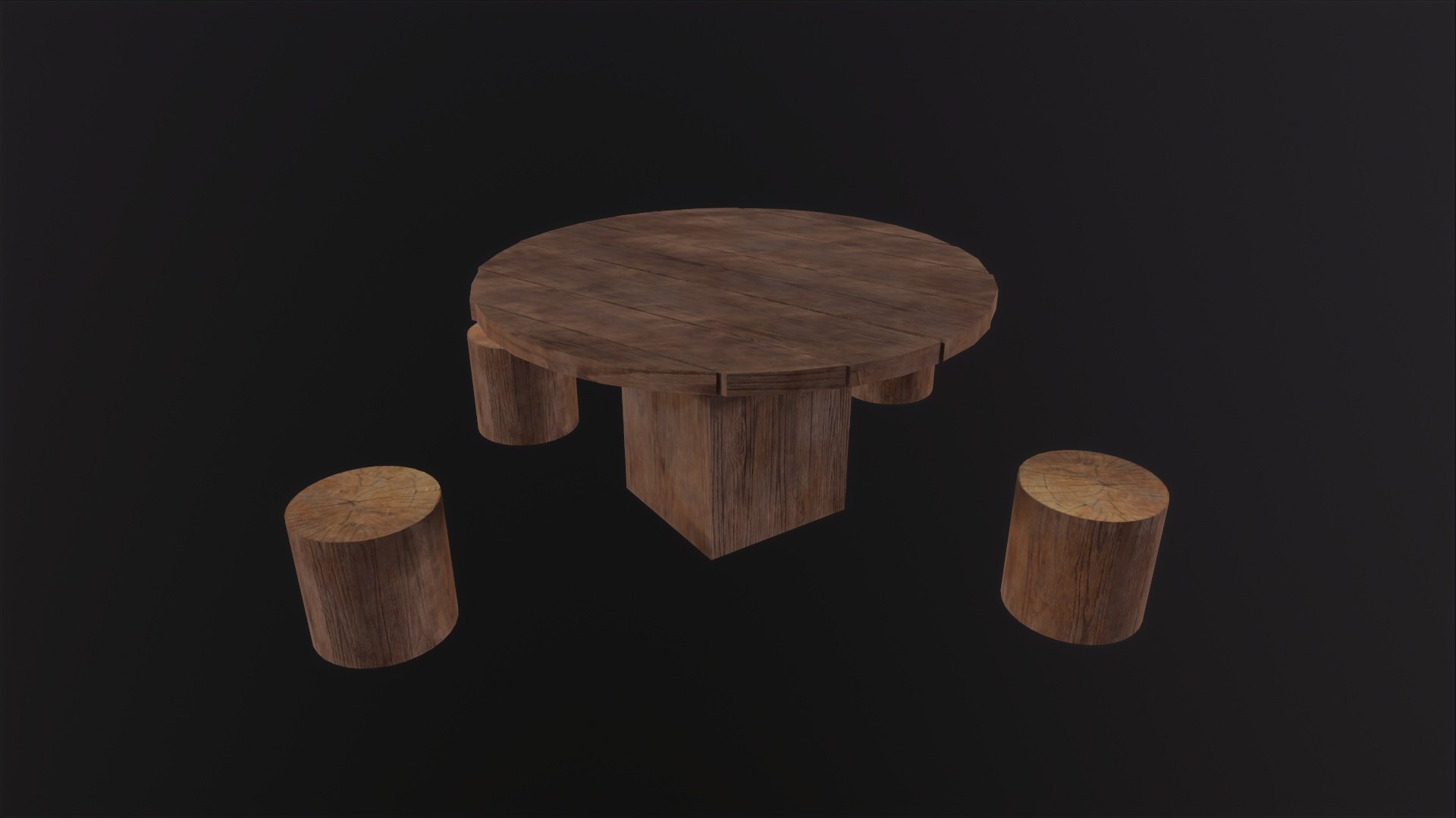 3D Round Table With Seats Model - TurboSquid 2134243