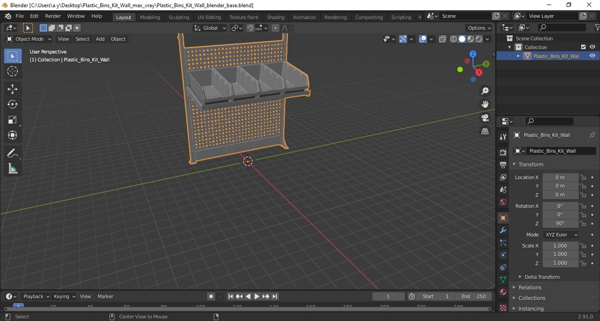 Plastic bins kit wall 3D model - TurboSquid 1693787